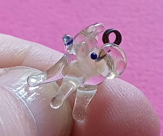 Vintage Italian very tiny glass elephant charm, mini … - Gem