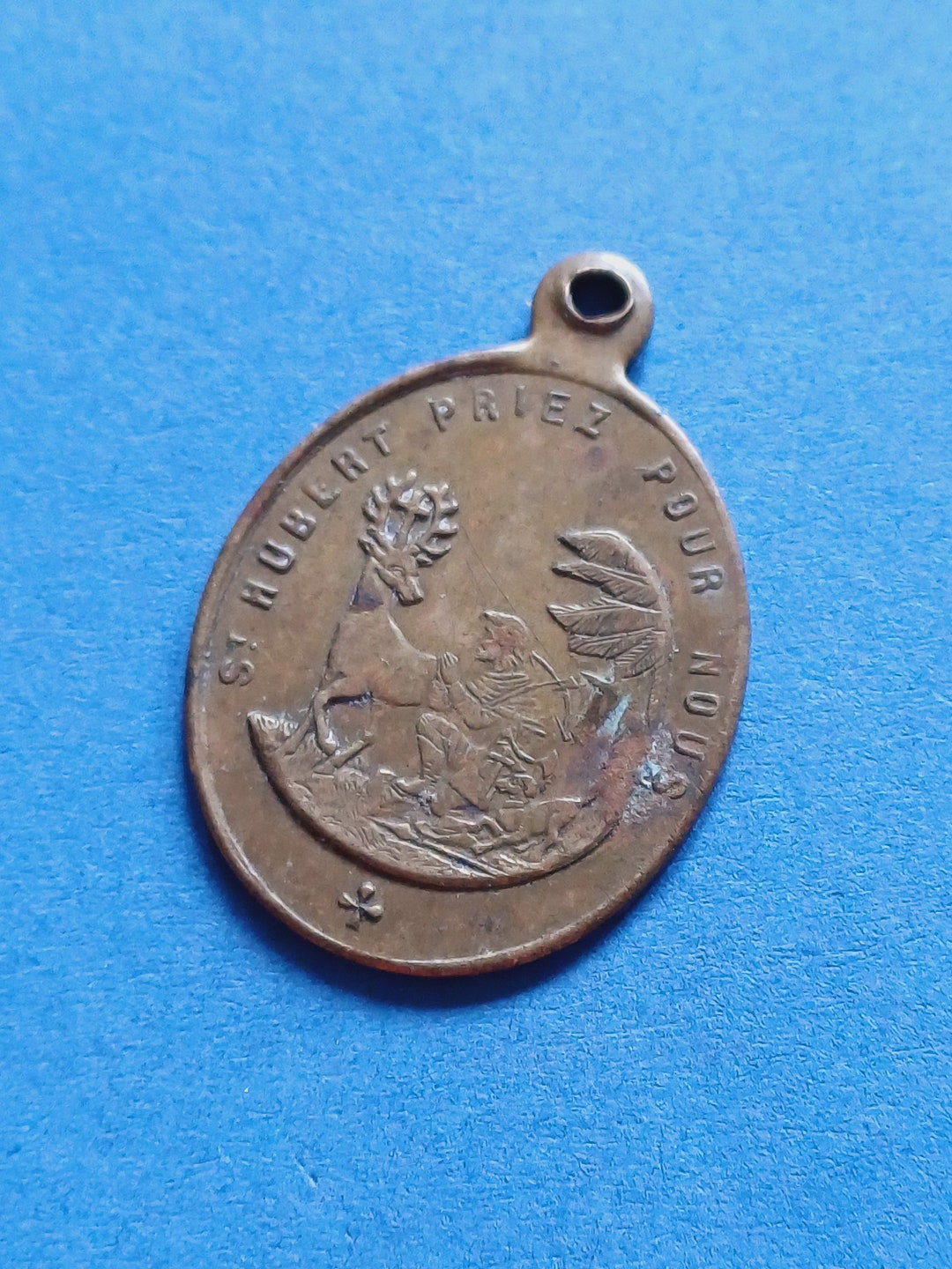 Antique Religious Catholic French Copper Oval Medal Pendant of St ...