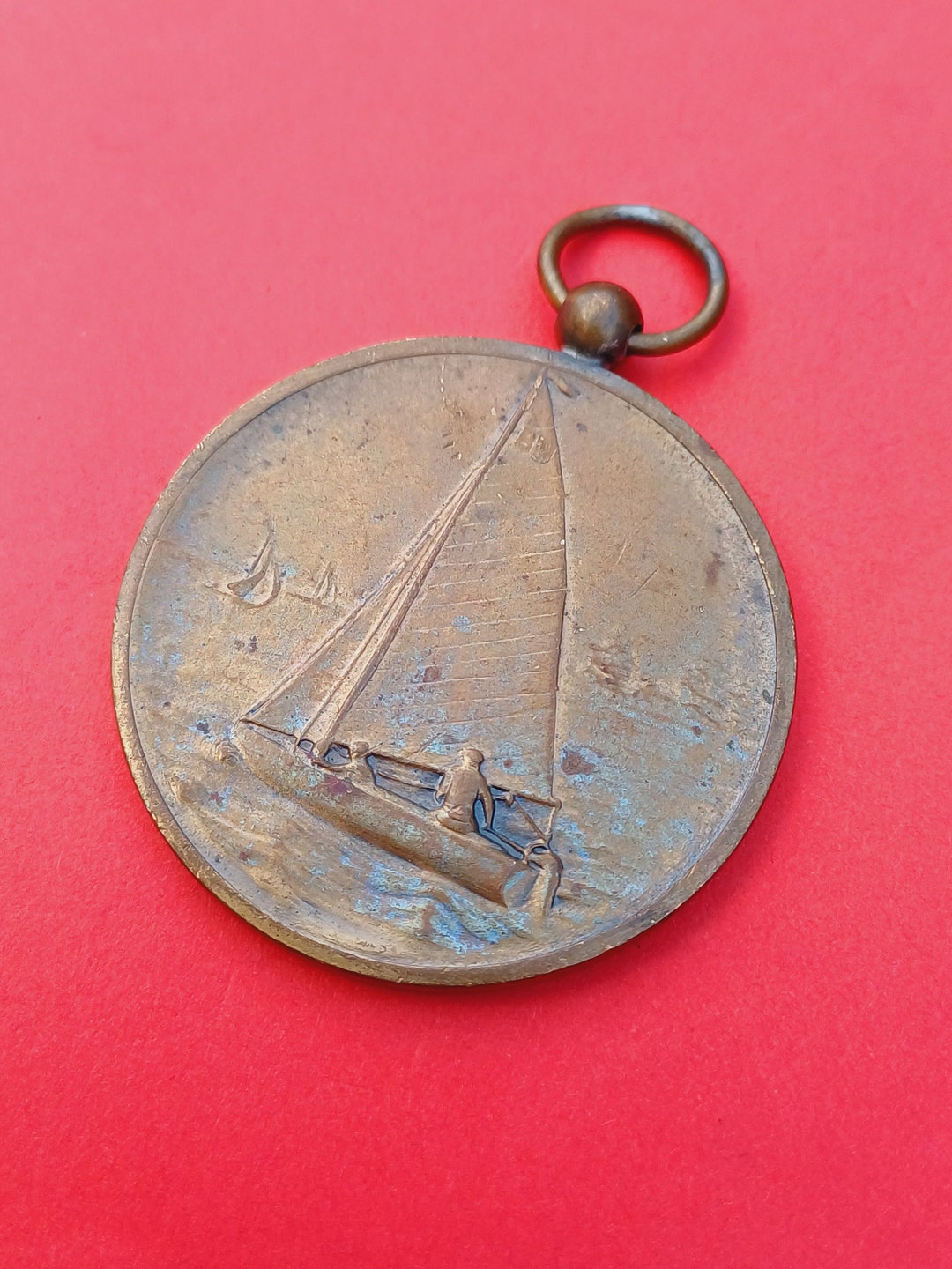 Vintage Large Bronze Sailing Medal Pendant, Yachting Pendant, Sailers ...