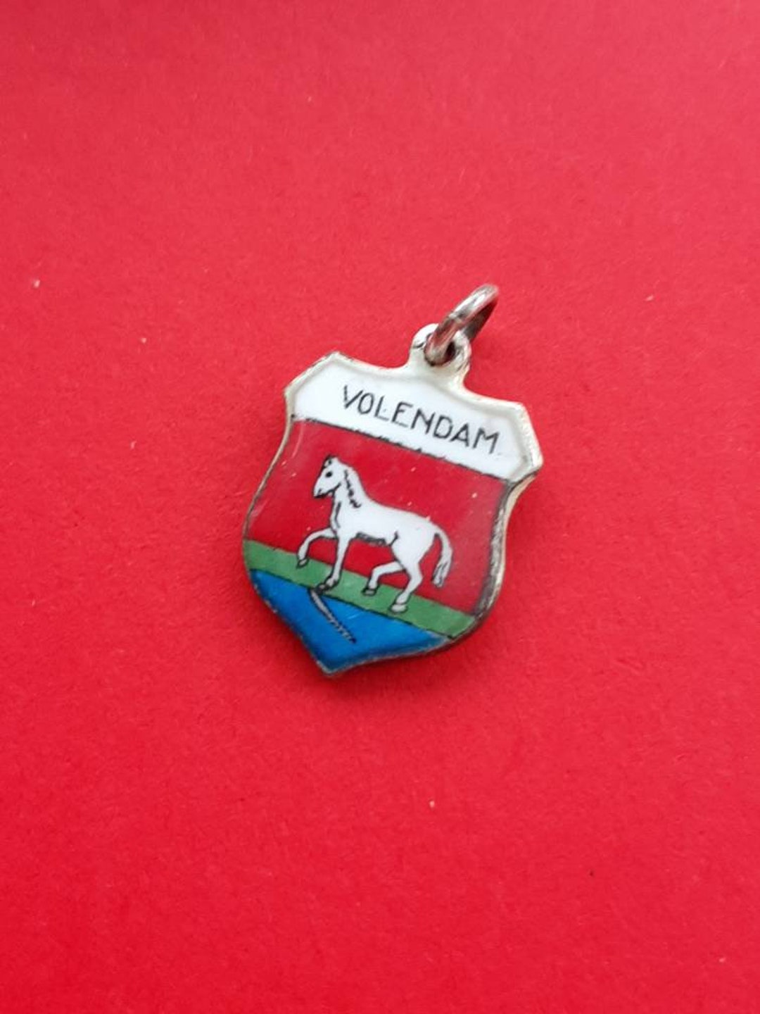Vintage Dutch Hallmarked Silver and Enamel Travel Shield Charm of ...