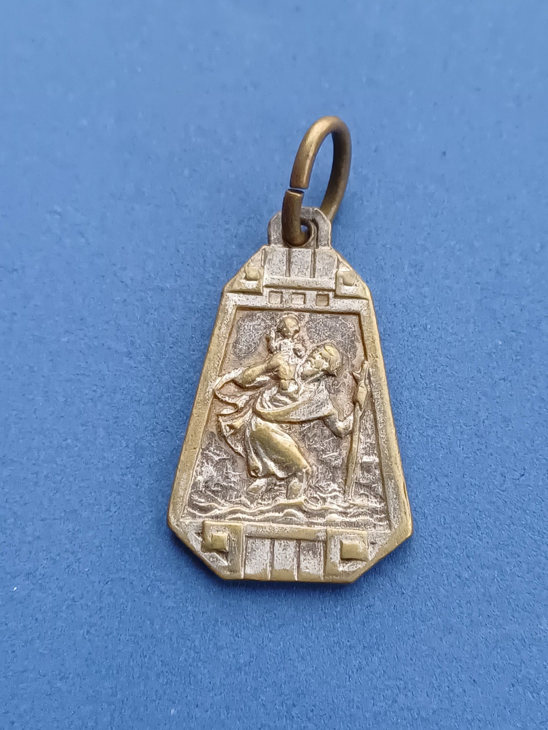 Vintage Religious Catholic French Medal Pendant of Saint Christopher ...