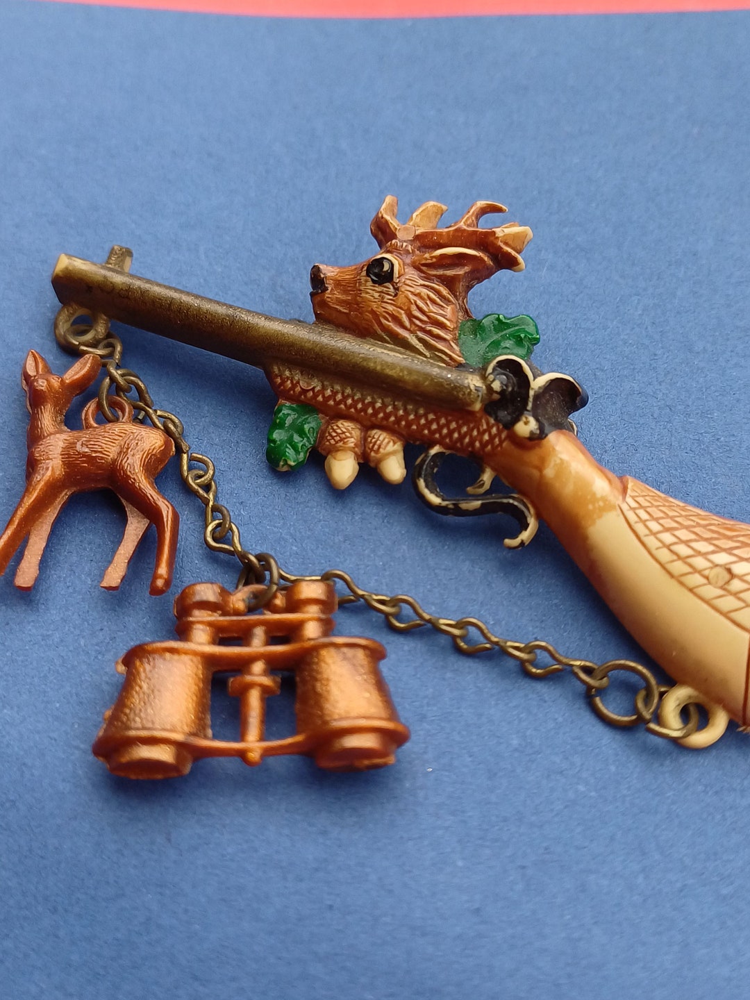 Vintage German Celluloid Brooch of a Deer, Old Hunting Brooch ...
