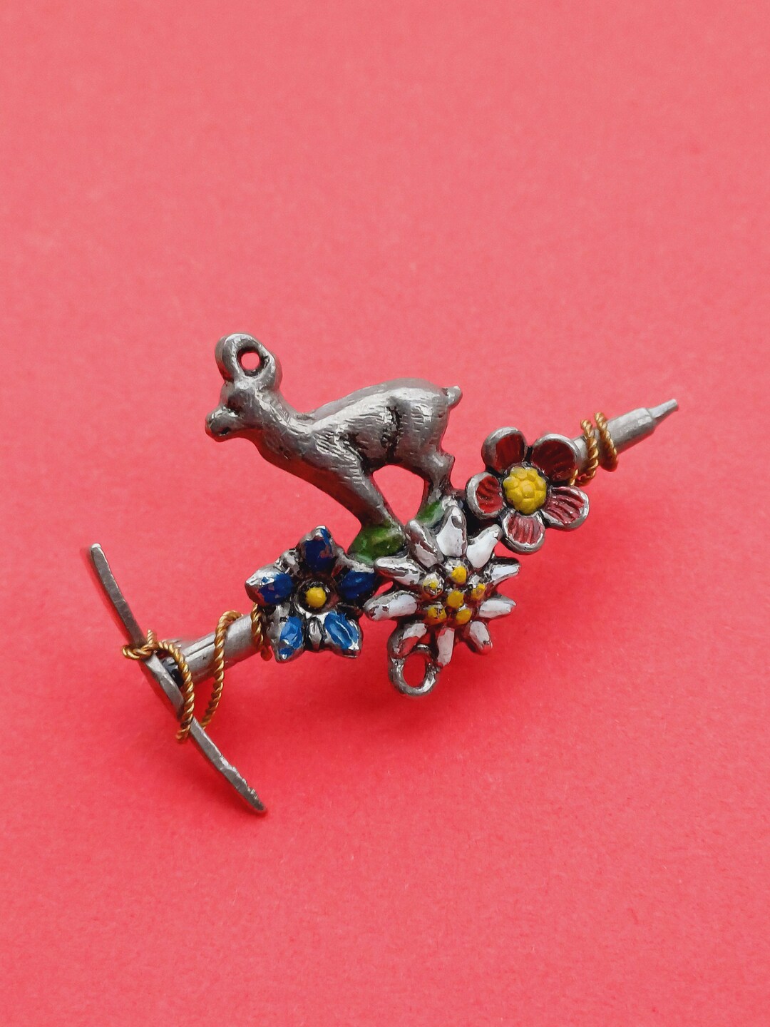 Vintage German Silver Plated and Enamel Hunter Brooch, Oktoberfest Pin ...