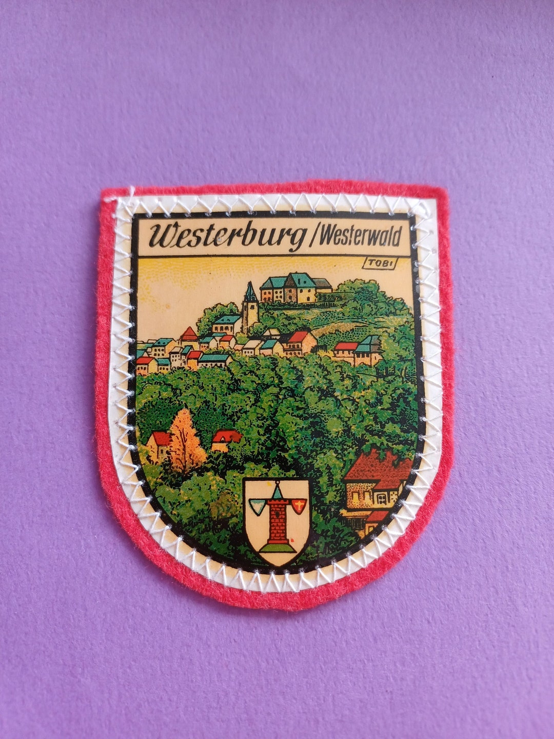 Vintage Red Felt With Badge Westerwald, Souvenir Patch Westerburg ...