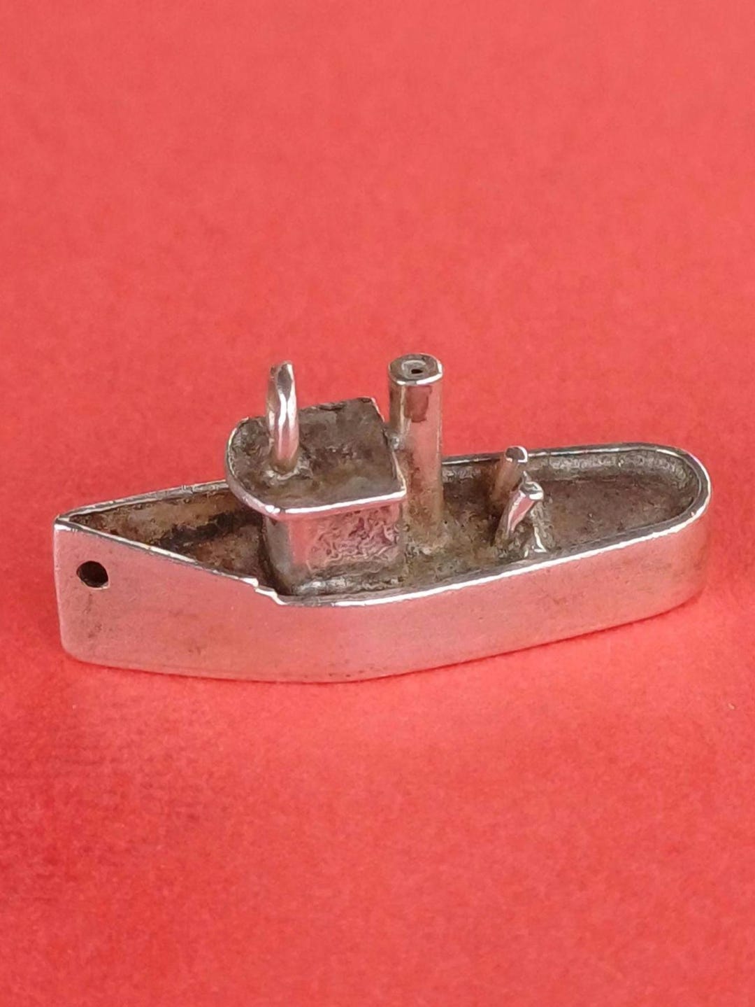 Vintage Detailed Silver Hallmarked Boat Charm, Old Boat Pendant Charm ...