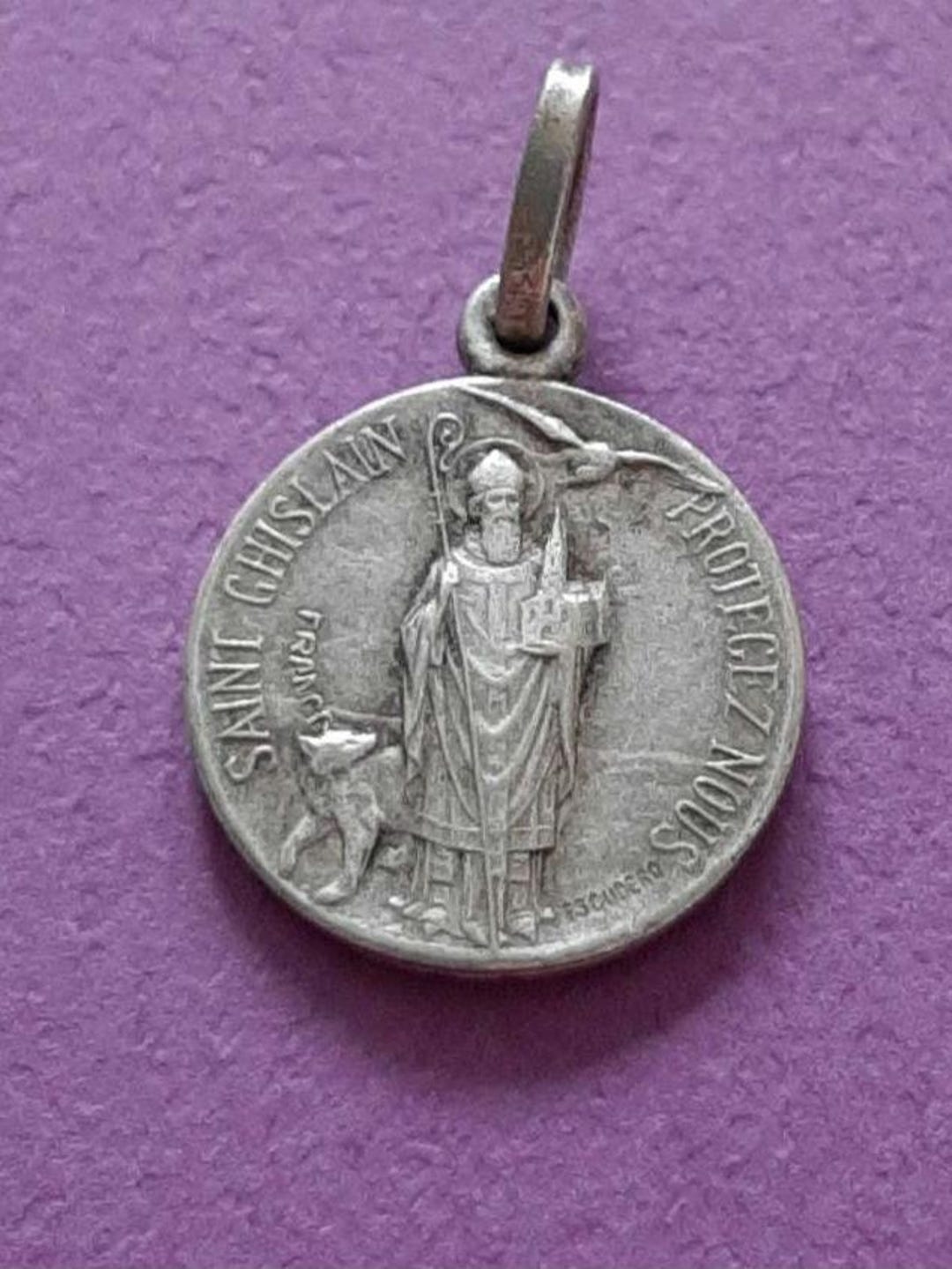 Vintage Religious Catholic French Signed Silver Plated Medal Pendant of ...