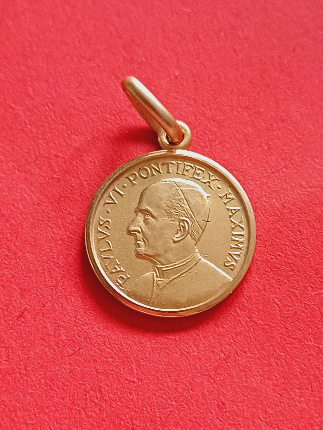 Vintage Religious Catholic Gold Plated Medal Pendant of Pope VI, Pope ...