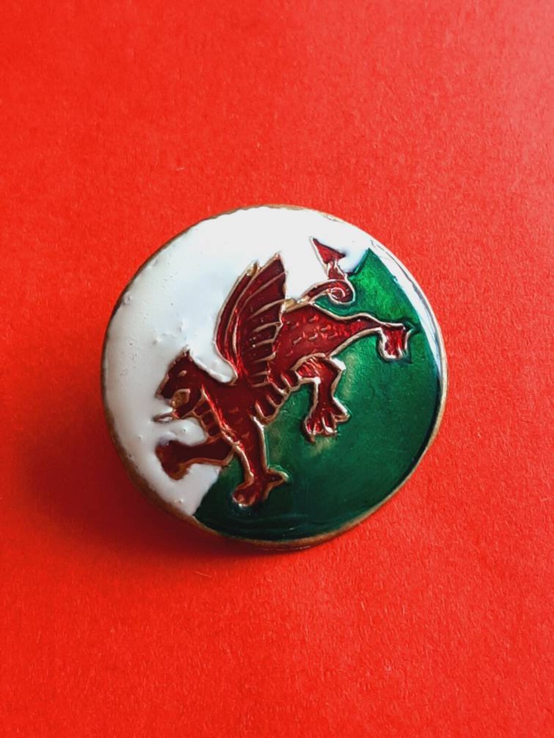 Vintage Brass and Enamel Heraldry Button, Heraldry Wales Button ...