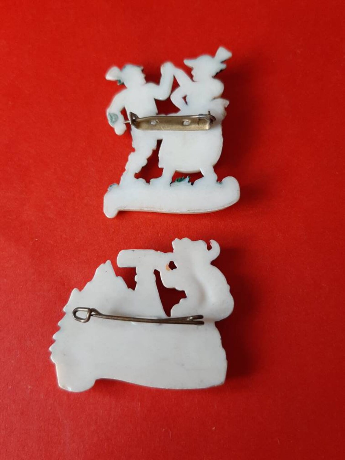 Vintage German Handpainted Celluloid Brooches, Old Plastic German ...