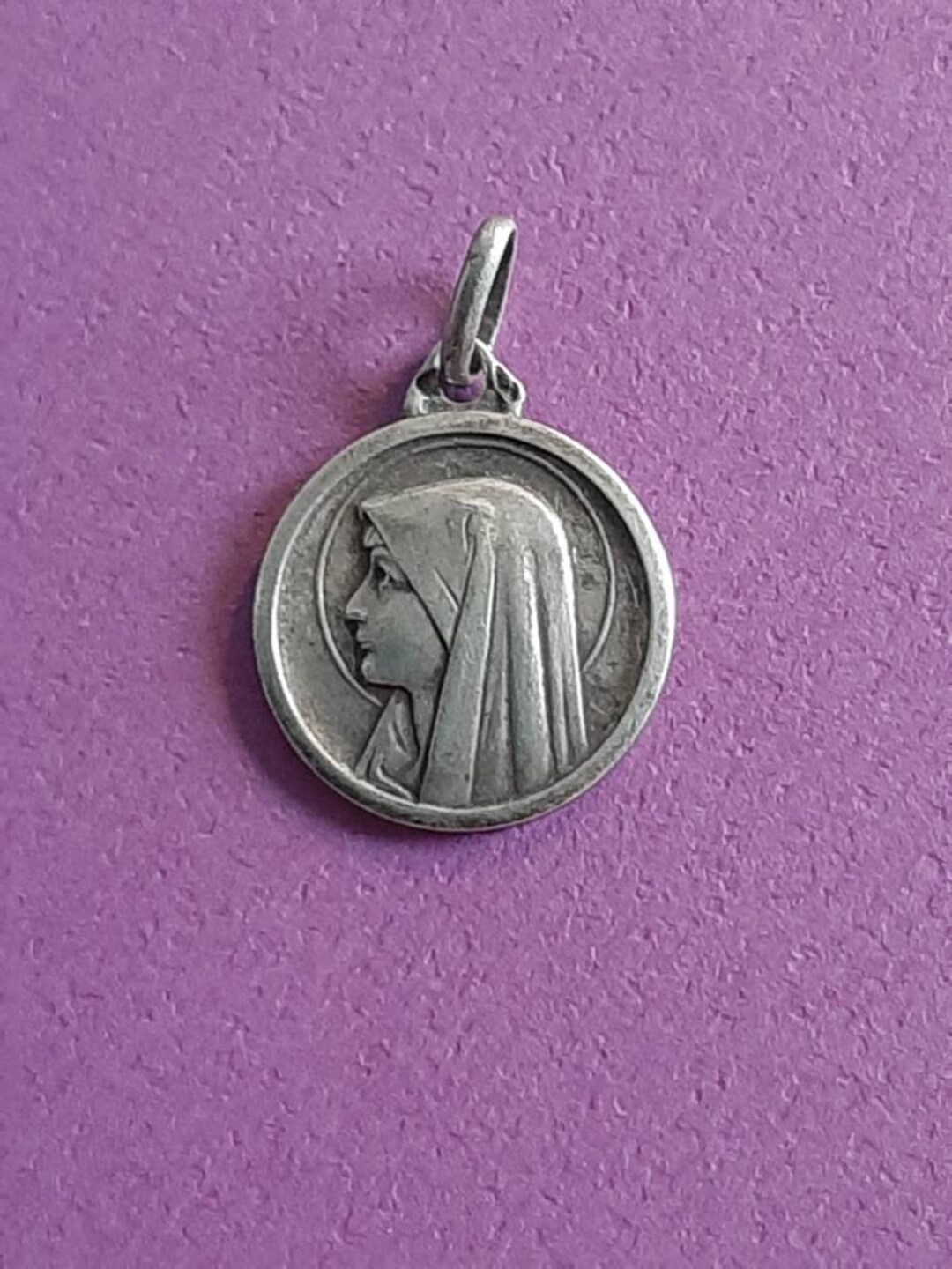 Vintage Religious Catholic French Medal Pendant of Our Lady of Lourdes ...