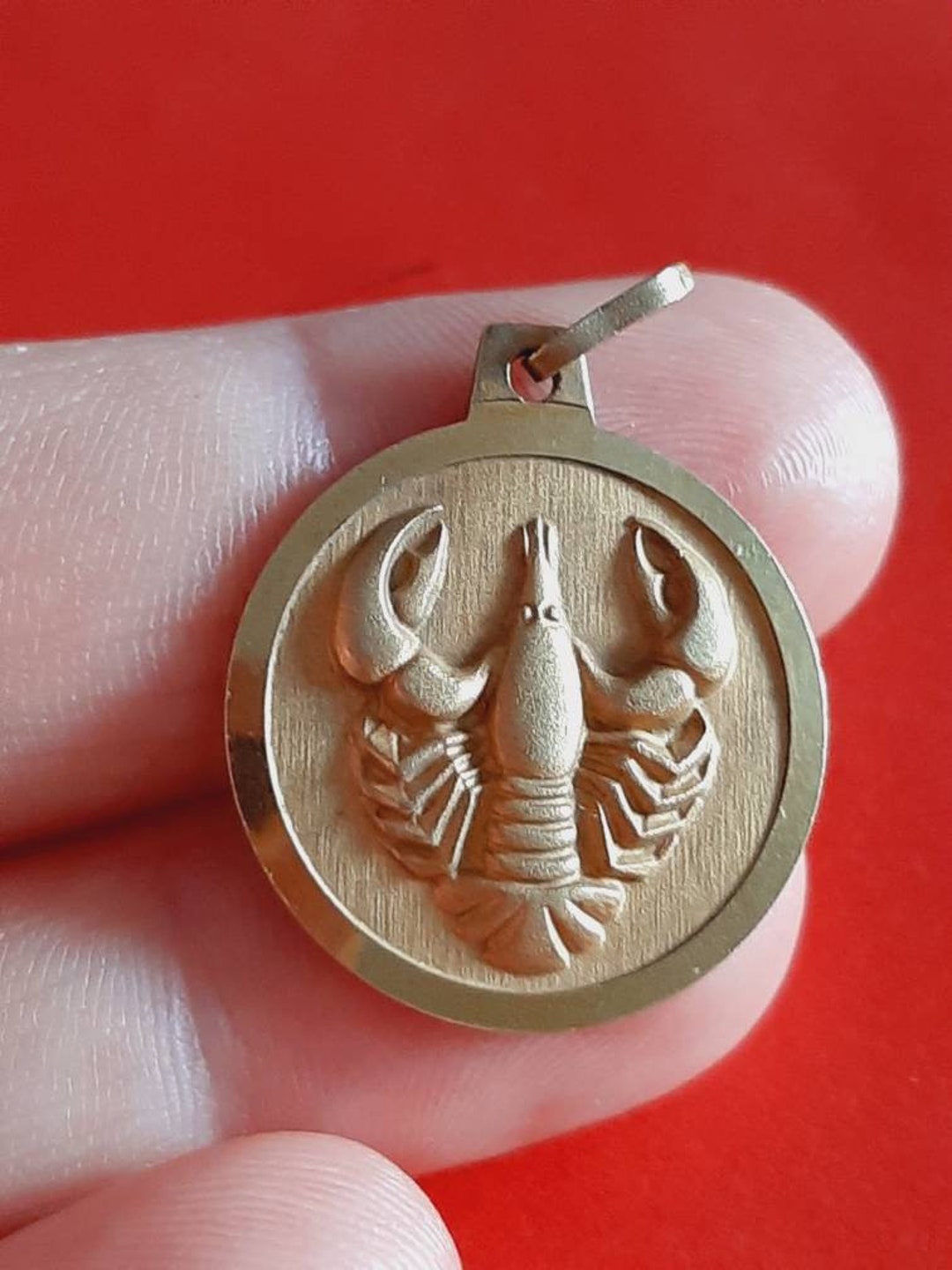 Vintage Brass Gold Plated Zodiac Cancer Horoscope Charm, Medal Pendant ...