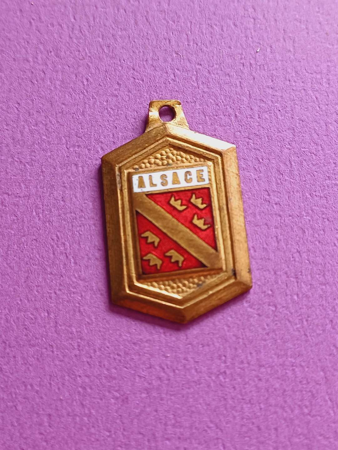 Vintage French Brass and Enamel Heraldry of Alsace, Crest Alsace France ...
