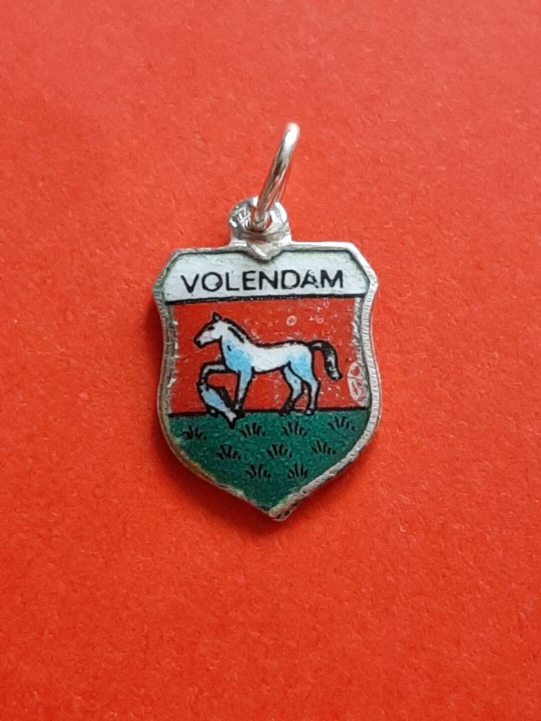 Vintage Dutch Hallmarked Silver and Enamel Travel Shield Charm Volendam ...