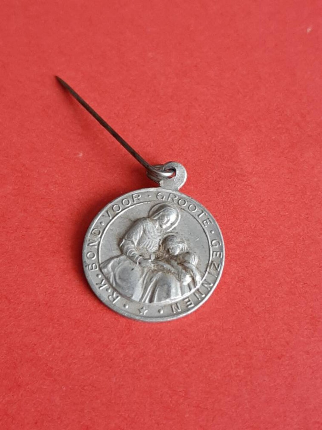 Antique Catholic 1917 Dutch Metal Stamped Art Nouveau Pendant Charm of ...