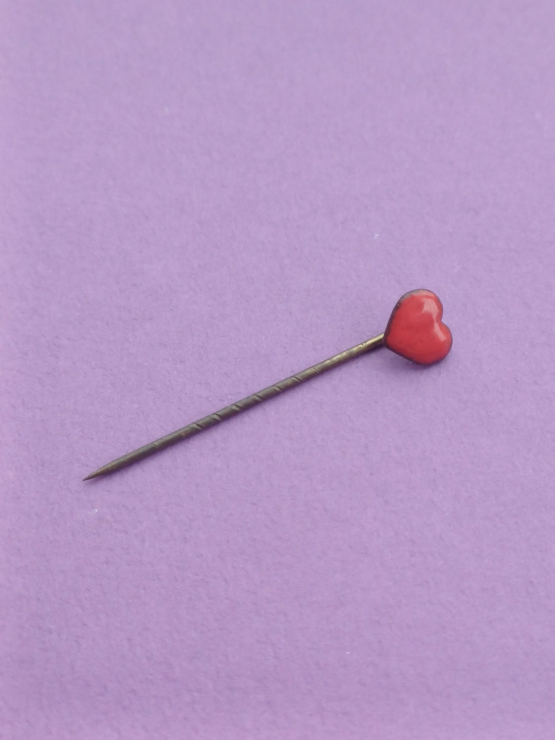 Vintage Red Heart Enamel Lapel Pin, Red Heart Lapel Pin, Enamel Love ...