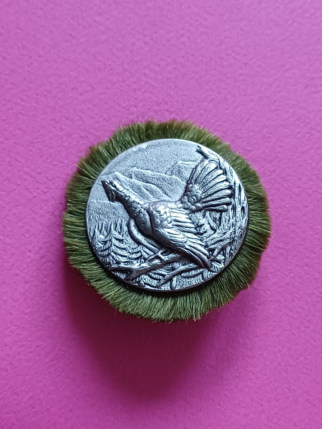 Vintage South German Silver Plated Hunter Brooch of a Grause , Hunting ...