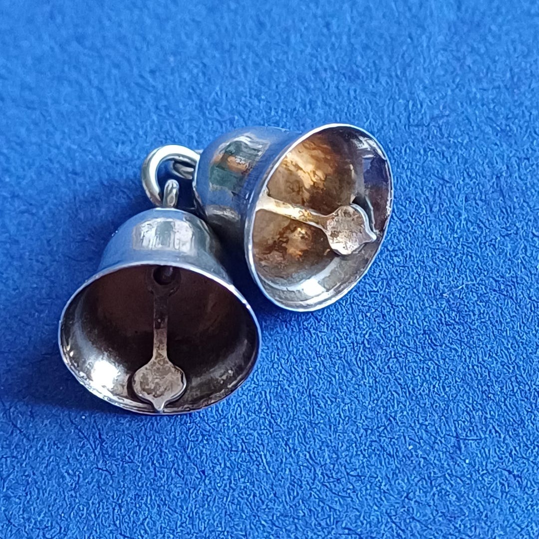 Vintage Silver Double Bells, Wedding Bell Charms, Christmas Bell Charms ...