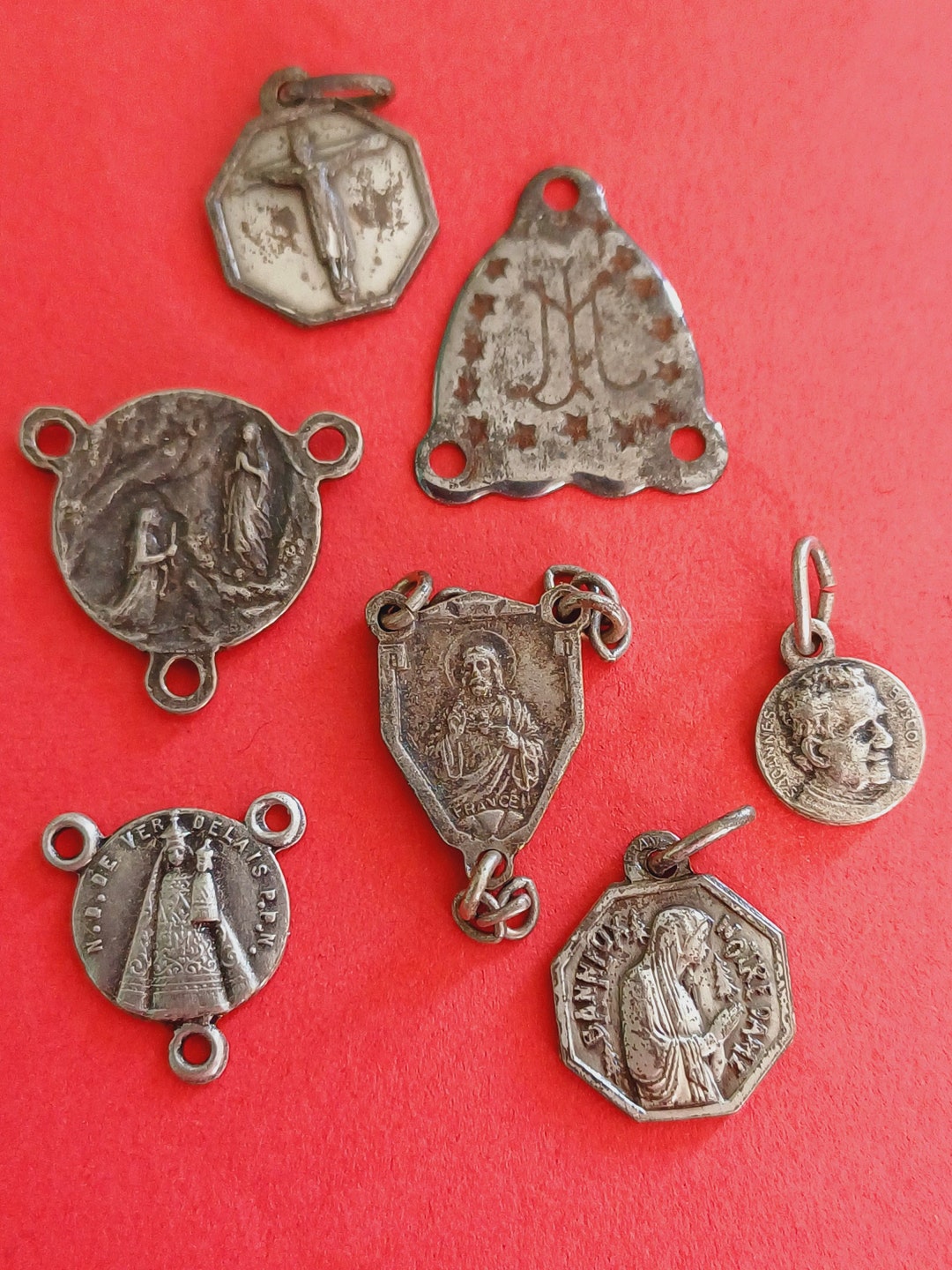 Vintage Religious Catholic Mix Metal of 7 Silver Plated Items, Unique ...