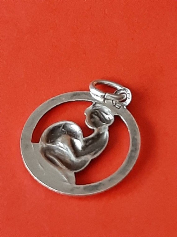 Vintage Dutch rare silver marked disc charm Virgin, v… - Gem