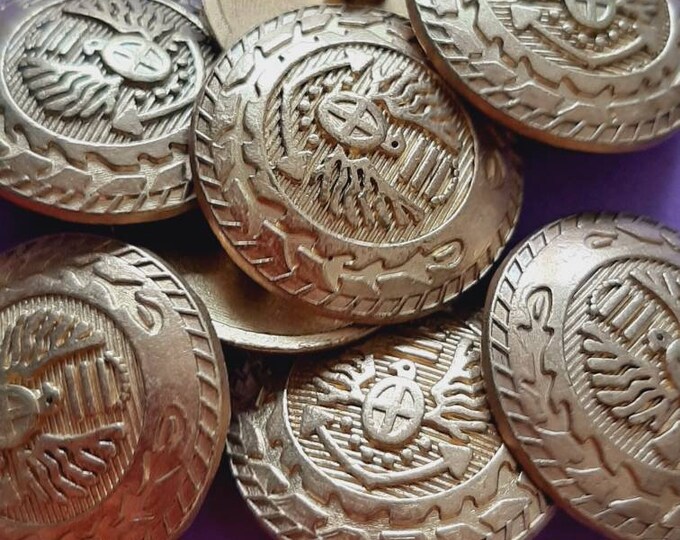 Old Detailed Brass Military Buttons, Heraldry Button, Coat of Arms ...