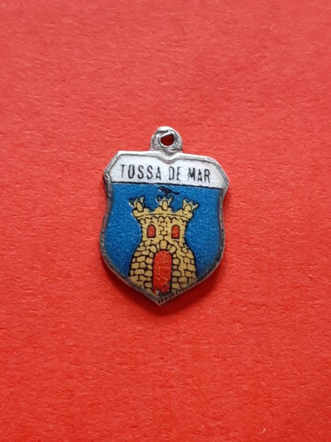 Vintage Spanish Silver 800 Marked and Enamel Travel Shield of Tossa De ...