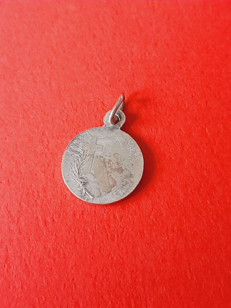 Religious Vintage French Signed Silver Plated Catholic Patron Medal ...