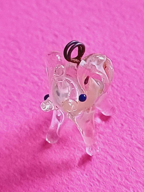 Vintage Italian very tiny glass elephant charm, mini … - Gem