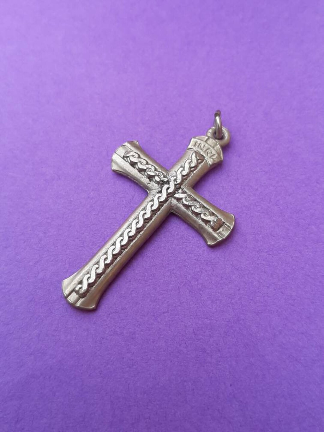 Vintage Relief Unique Detailed Religious Silver Plated Pendant Cross ...