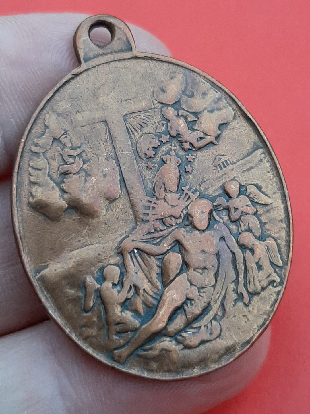 Vintage Religious Catholic Copper Art Medal Pendant of the Crucifixion ...