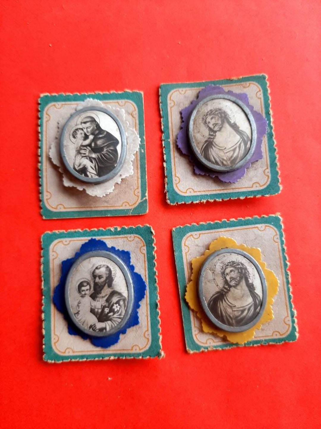 Mix Vintage Religious Catholic French Brooches, 4 Different Religious ...