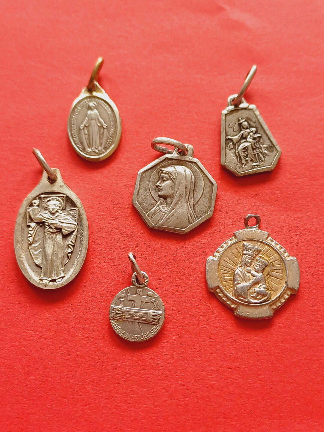 Vintage Religious Catholic Mix Detailed Tiny Silver Plated Charms, Mix ...