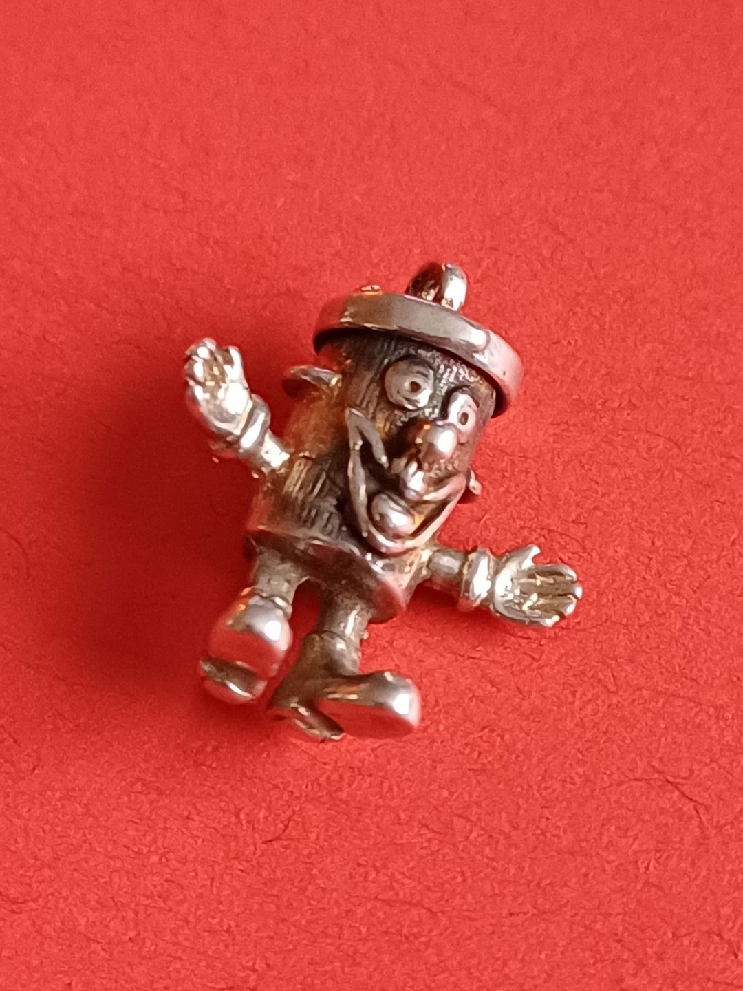 Vintage Detailed Silver Dusty Bin Charm, Silver Charm in the Form of a ...