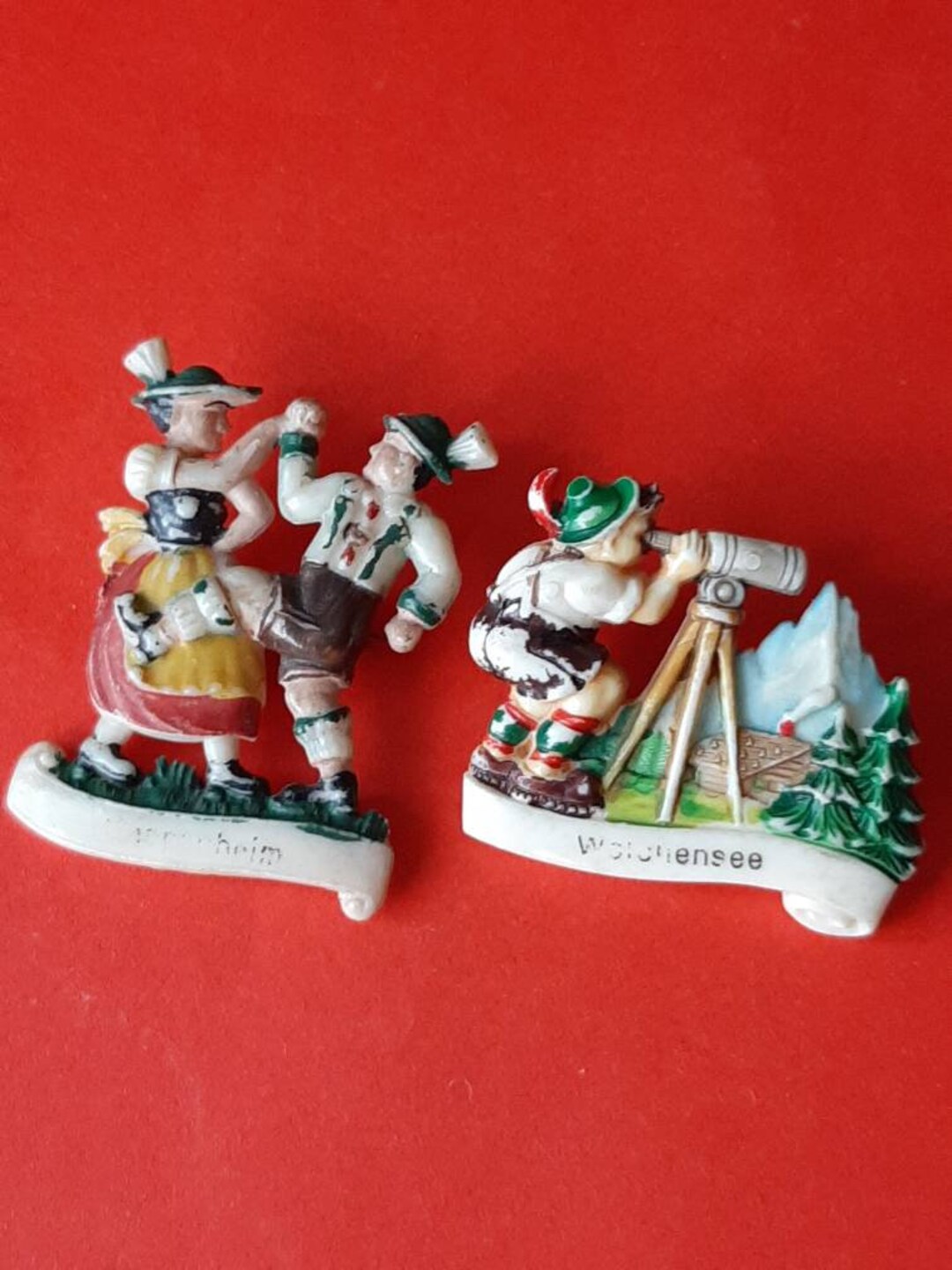 Vintage German Handpainted Celluloid Brooches, Old Plastic German ...