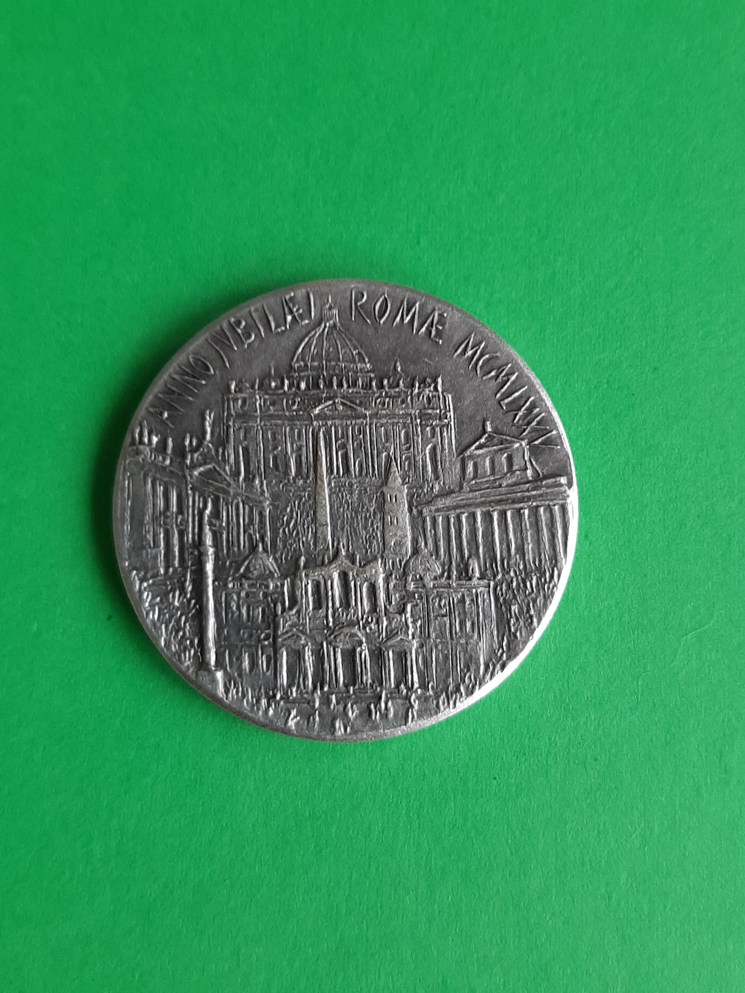 Religious Vintage Large Signed Bronze Silver Plated Coin Vatican Rome ...