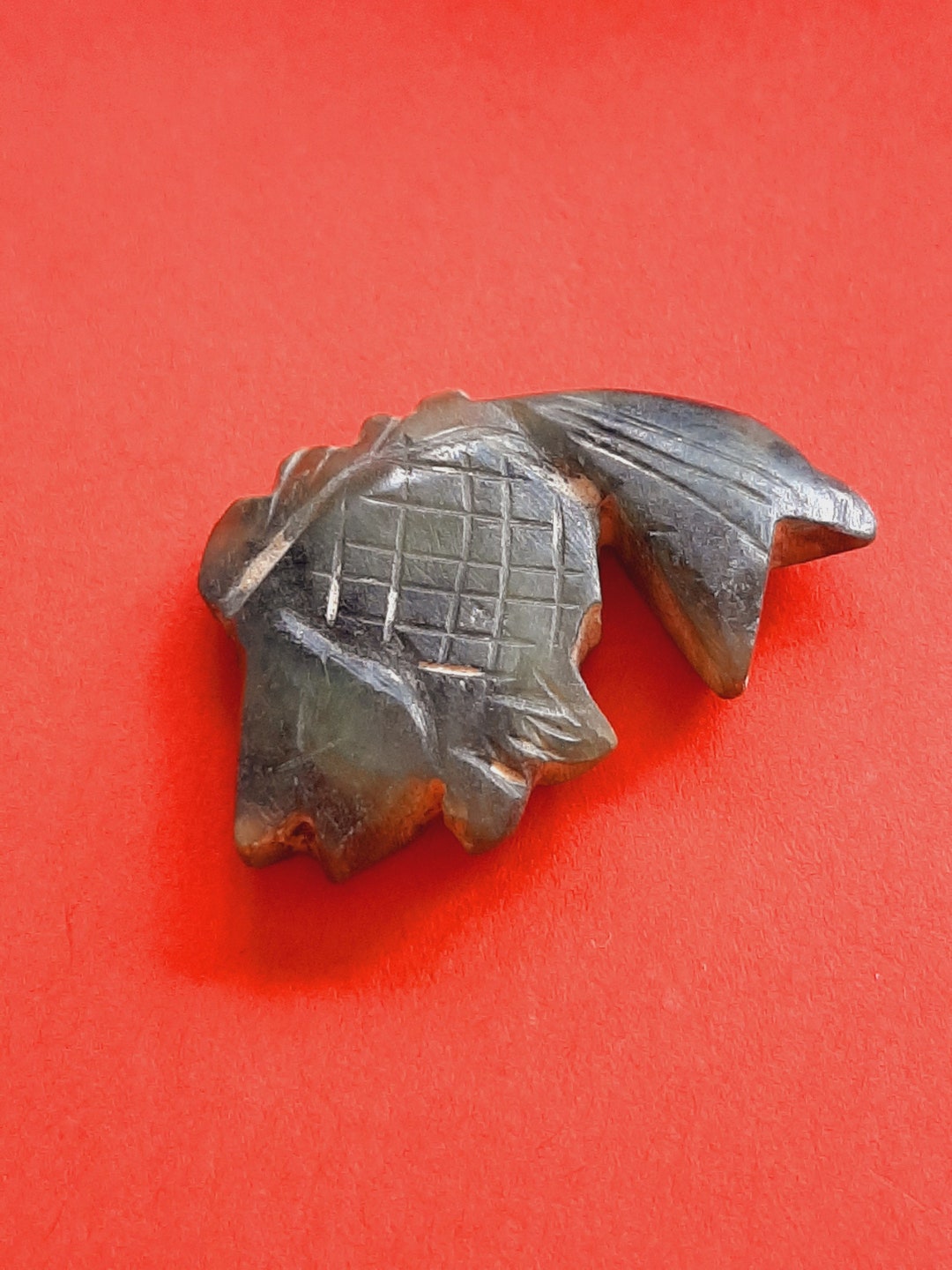 Vintage Green Stone Handcarved Good Luck Fish, Old Lucky Fish, Good ...