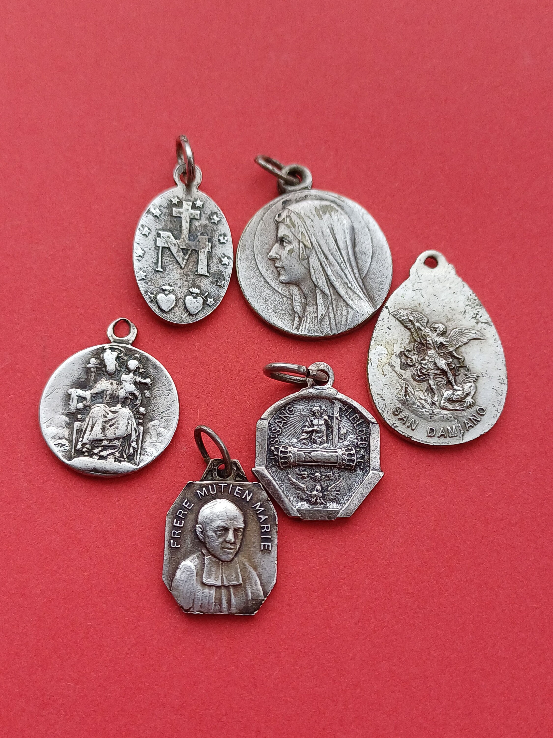 Vintage Religious Catholic Mix of Silver Plated Medal Pendants ...