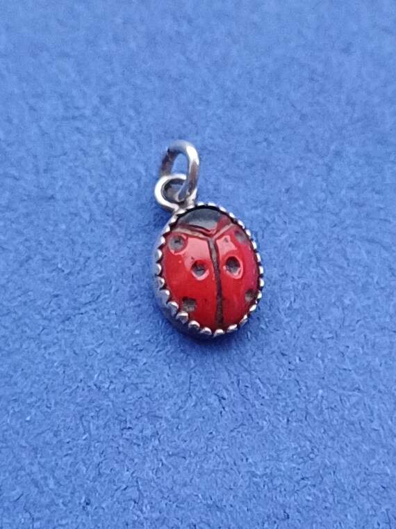 Vintage tiny silver ladybug charm, ladybird charm, st… - Gem