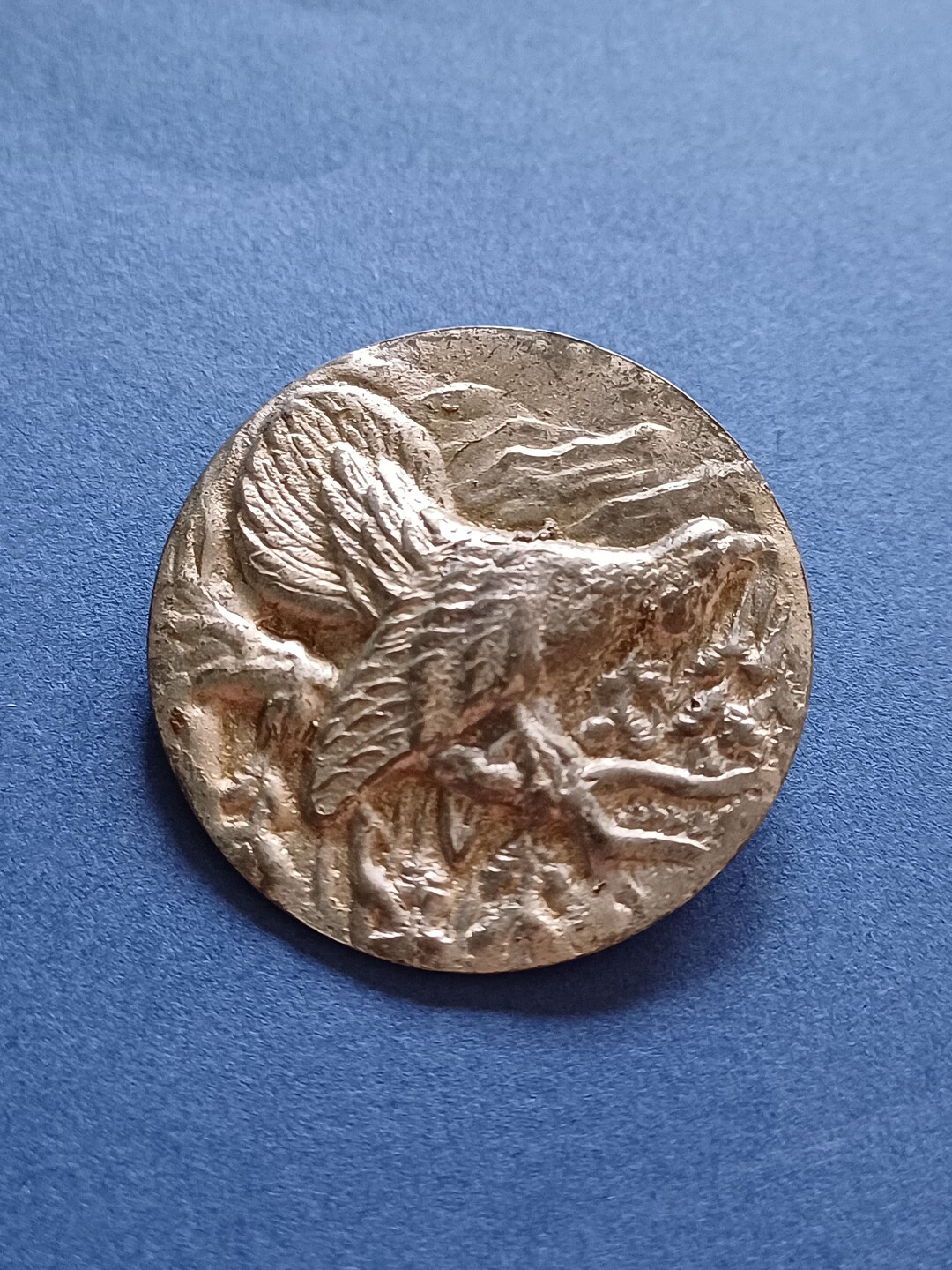 Vintage South German Silver Plated Hunter Brooch of a Grause, Hunting ...