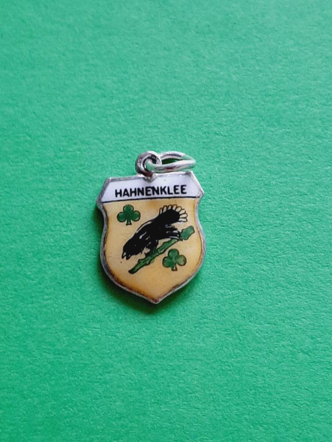Vintage German Silver 835 and Enamel Travel Shield Charm of Hahnenklee ...