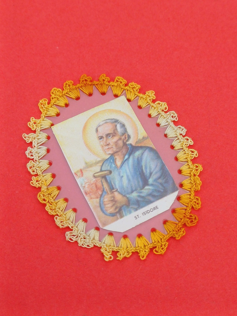 Vintage Religious Catholic Scapular of Saint Isidore, Monastery Work of ...