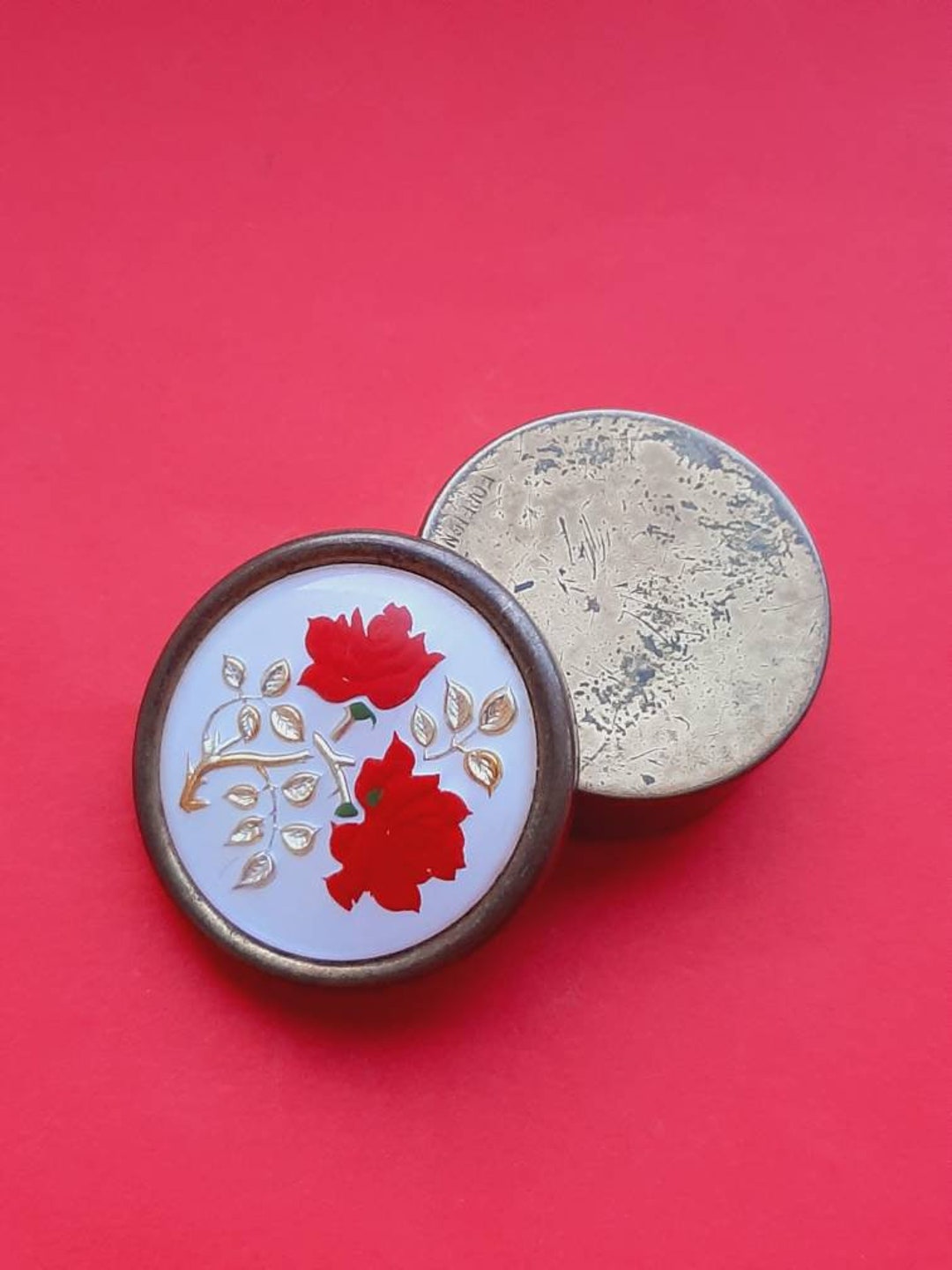 Vintage Floral Tiny Gold Plated Jewelry Box, Old Brass Mini Box With ...