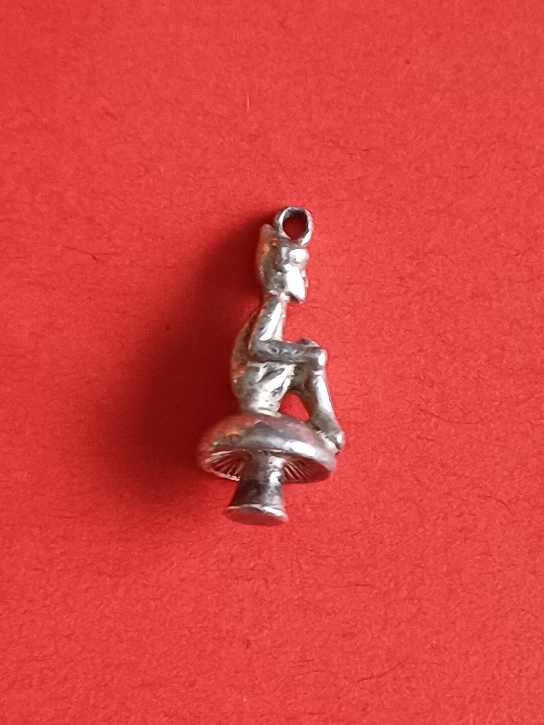Vintage Silver Pixie Charm, Old Pixie Pendant Charm, Pixie on Mushroom Charm, Old Silver Charm ...
