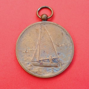Vintage Large Bronze Sailing Medal Pendant, Yachting Pendant, Sailers ...