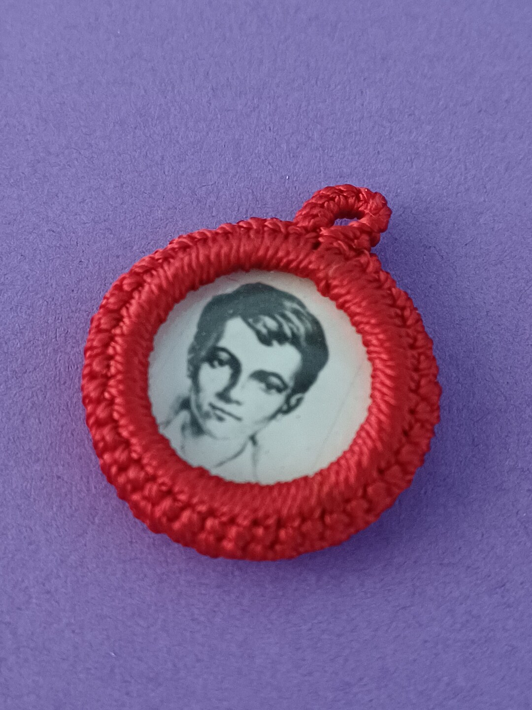 Vintage Religious Catholic Red Crochet Medal Pendant Shrine Relic of ...