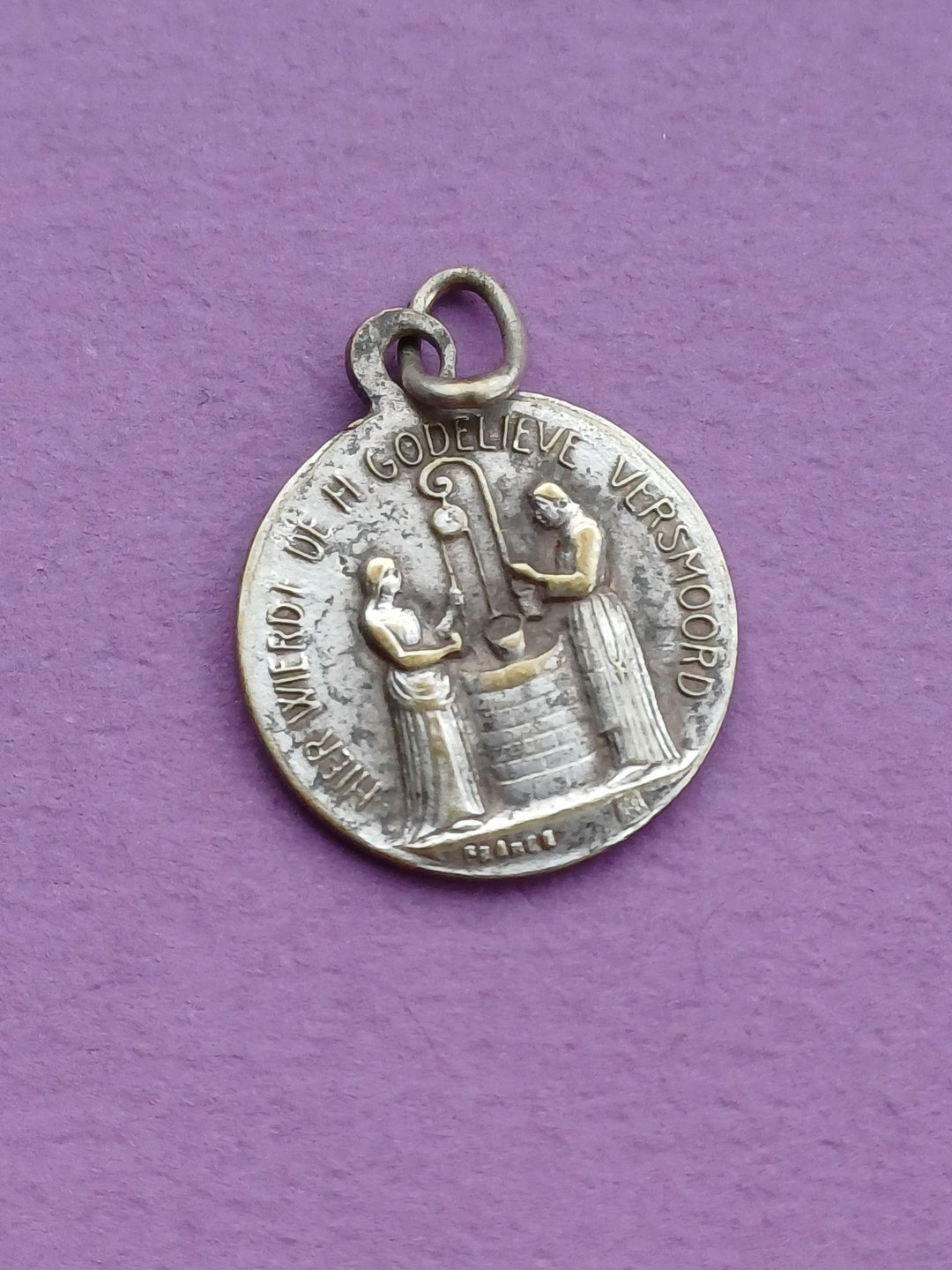 Vintage Religious Catholic Signed Medal Pendant of Saint Godelieve of ...