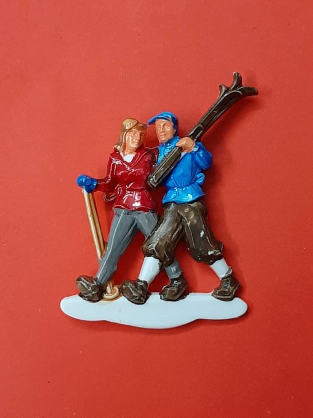 Vintage Plastic Ski Brooch, Winter Sports Brooch, Old Souvenir Brooch ...