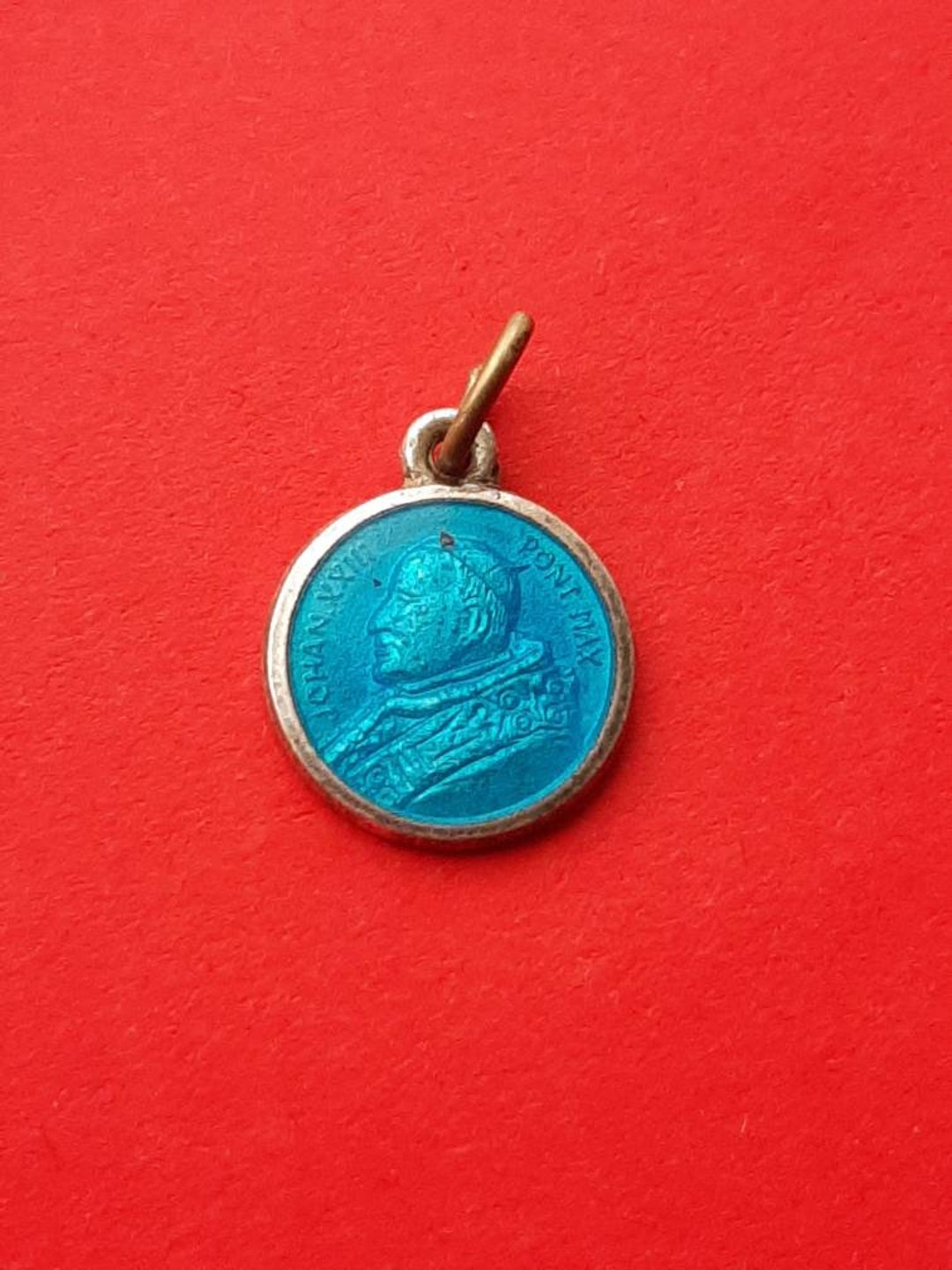 Vintage Religious Catholic Vatican Blue Enamel Charm of Pope Pius XXIII ...