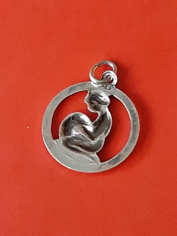 Vintage Dutch rare silver marked disc charm Virgin, v… - Gem