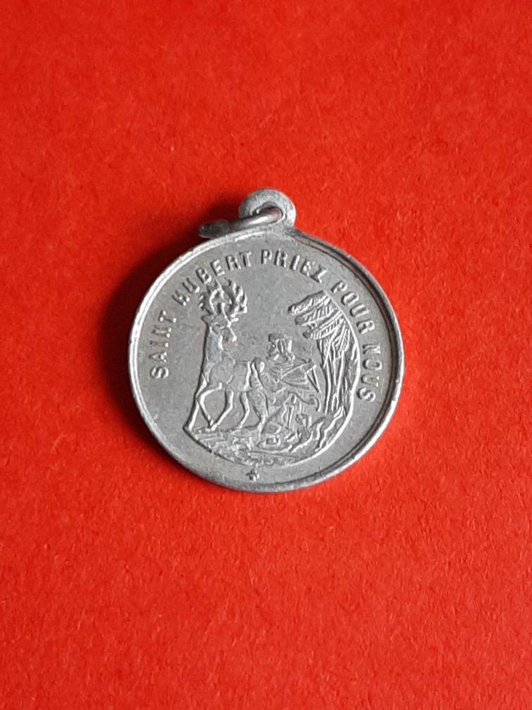 Vintage Religious Catholic Aluminum Medal Pendant of St Hubert and St ...