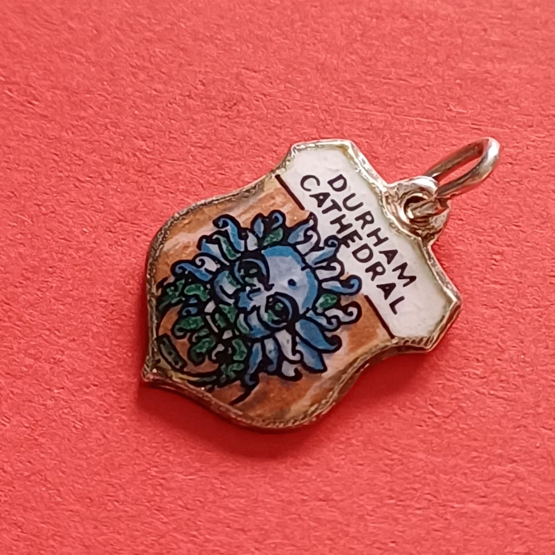 Vintage Silver Marked and Enamel Durham Travel Shield Charm, Durham ...
